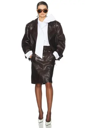 Saint Laurent Leather Jacket - Brown
