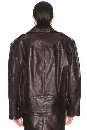 Saint Laurent Leather Belted Biker Jacket