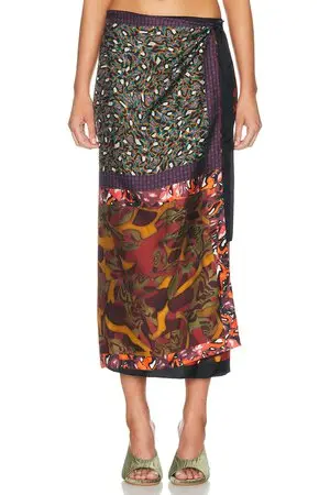 Dries Van Noten Scarfy Skirt In Multi - Dessin B