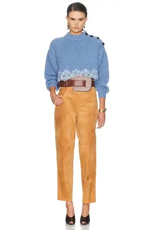 Chloé Cropped Sweater With Lace Detail