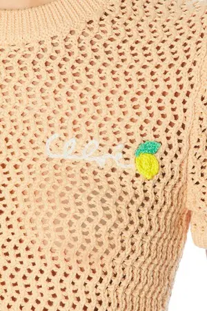 Chloé Crochet Knit Top - Bleached Orange