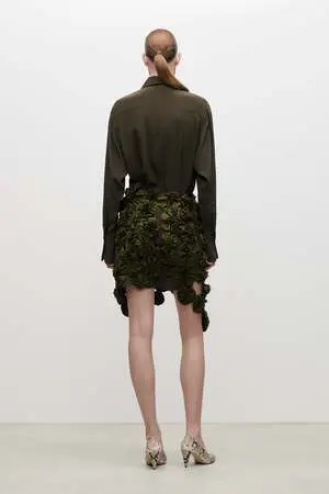 Victoria Beckham Applique Skirt - Green