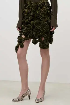 Victoria Beckham Applique Skirt - Green