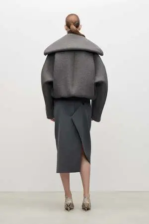 Victoria Beckham Folded Collar Bomber Jacket - Grey