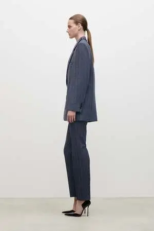 Victoria Beckham Tailored Jacket In Mouline Stripe - Blue Melange