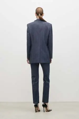Victoria Beckham Tailored Jacket In Mouline Stripe - Blue Melange