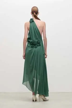 Victoria Beckham Pleated Appliqué Gown