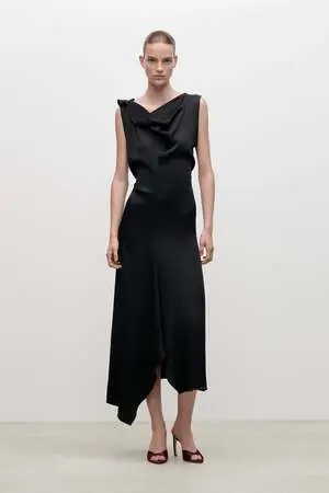 Victoria Beckham Draped Tailored Midi Dress - Black