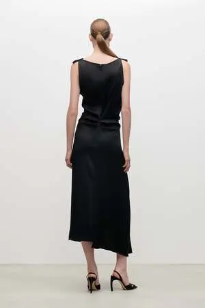 Victoria Beckham Draped Tailored Midi Dress - Black