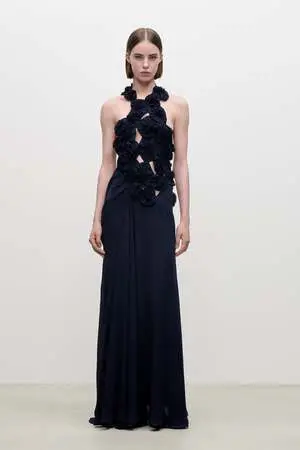 Victoria Beckham Appliqué Cut Out Gown