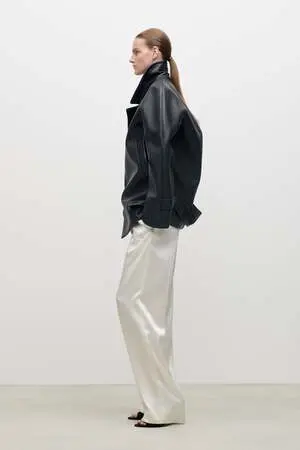 Victoria Beckham Leather Pea Coat