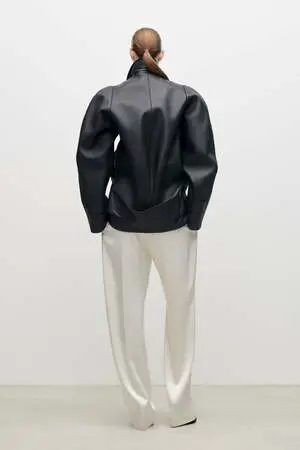Victoria Beckham Leather Pea Coat