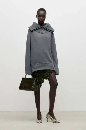 Victoria Beckham Wide Collar Jumper - Dark Grey