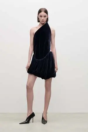 Victoria Beckham Asymmetric Mini Dress - Navy