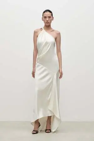 VICTORIA BECKHAM Victoria Beckham Asymmetric Midi Dress In Silk Viscose Velvet