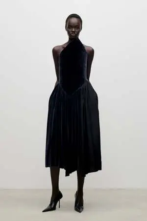 Victoria Beckham Asymmetric Midi Dress - Navy