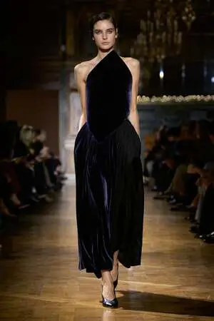 Victoria Beckham Asymmetric Midi Dress In Silk Viscose Velvet