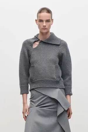 Victoria Beckham Asymmetric Collar Jumper - Dark Grey
