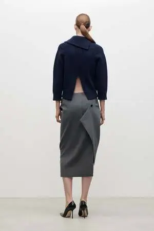 Victoria Beckham Asymmetric Collar Jumper - Navy