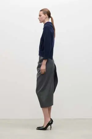 Victoria Beckham Asymmetrical Collar Lambswool Jumper - Navy