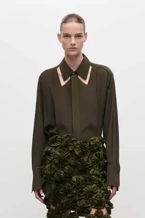 Victoria Beckham Cut Out Collar Blouse - Green