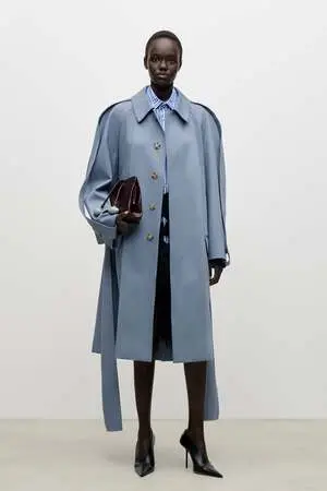 Victoria Beckham Cotton Car Coat - Blue