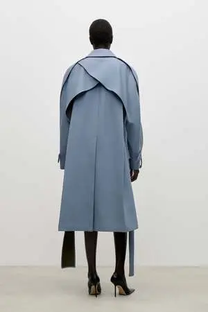 Victoria Beckham Cotton Car Coat - Blue