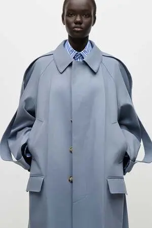 Victoria Beckham Cotton Car Coat - Blue