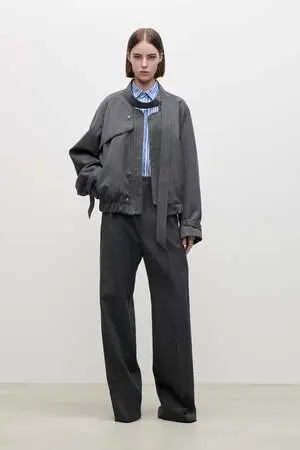 Victoria Beckham Scarf Bomber Jacket - Dark Grey