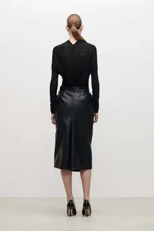 Victoria Beckham Kick Detail Leather Skirt