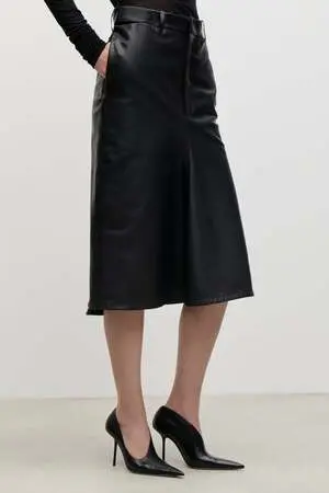 Victoria Beckham Kick Detail Leather Skirt