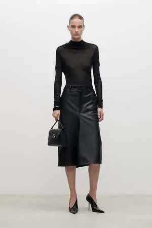 Victoria Beckham Leather Midi Skirt