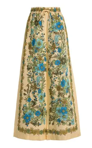 ALEMAIS Sophia Printed Linen Wide-leg Trousers - Multi