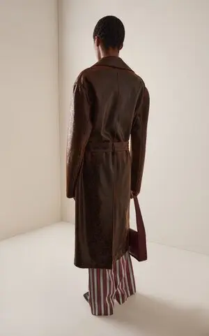 SANDERLAK Belted Leather Trench Coat
