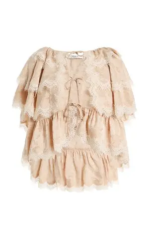 Sea Shay" Lace Tie Top - Neutral