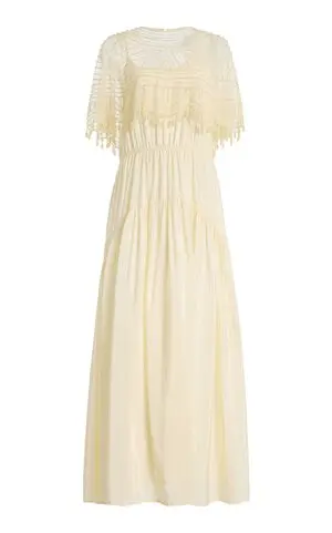 Sea Carlotta Embellished Midi Cape Dress - Ivory