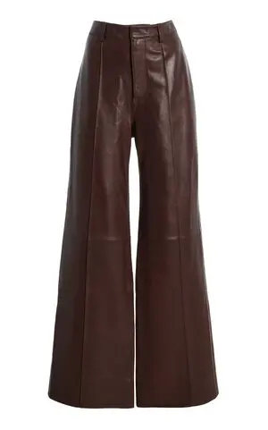 Sea Caitlin Leather Wide-leg Pants - Brown