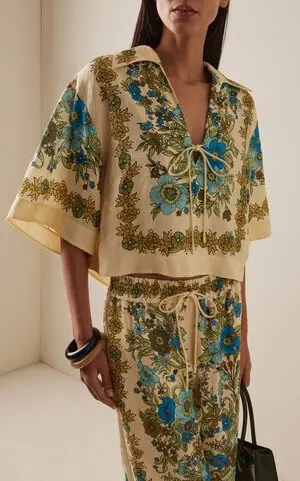 ALEMAIS Sophia Collared Linen Top