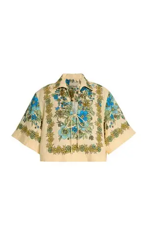 ALEMAIS ALÉMAIS Sophia Collared Linen Top With Floral Print
