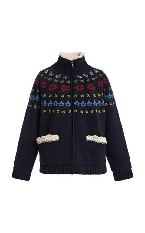 Sea Preston Sherpa-lined Floral Knit Jacket