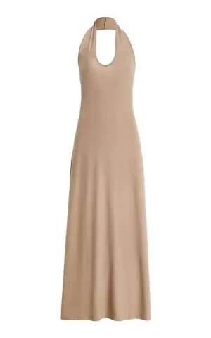 LESET Lauren Jersey Maxi Halter Dress - Brown