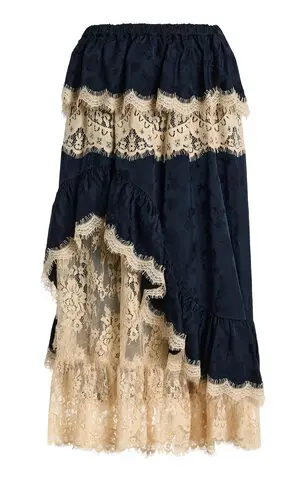 Sea Lace Midi Skirt - Navy