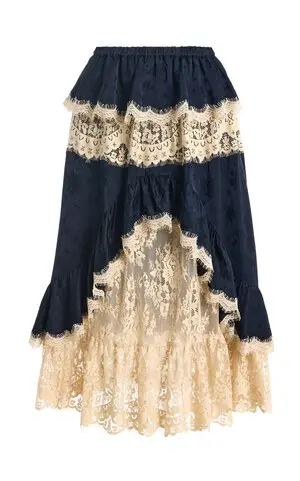 Sea Shay Lace Midi Skirt - Navy