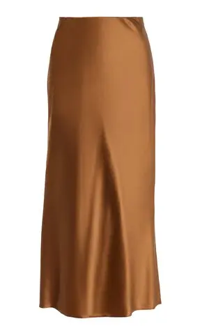 FAVORITE DAUGHTER Exclusive The Favorite Silk-blend Satin Midi Skirt - Brown