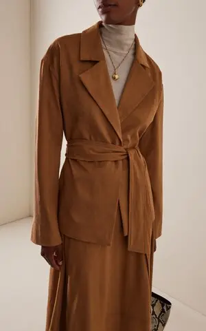 FAVORITE DAUGHTER The Marina Faux Suede Wrap Coat