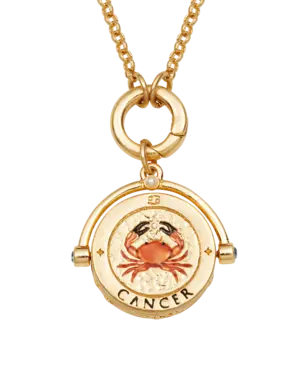 FABLE ENGLAND Cancer Zodiac Spinner Necklace - Gold
