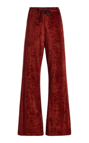 SANDERLAK Velvet Flared Trousers - Red