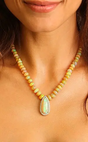 Sheryl Lowe 14k Ethiopian Opal Teardrop Necklace