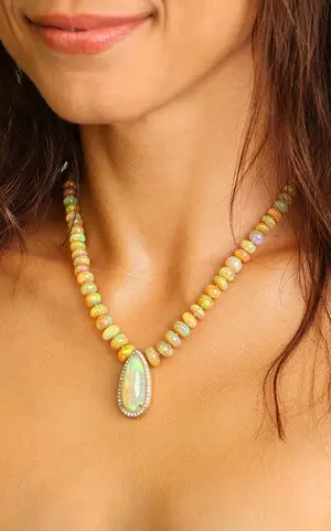 Sheryl Lowe 14k Ethiopian Opal Teardrop Necklace