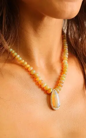 Sheryl Lowe 14k Ethiopian Opal Teardrop Necklace